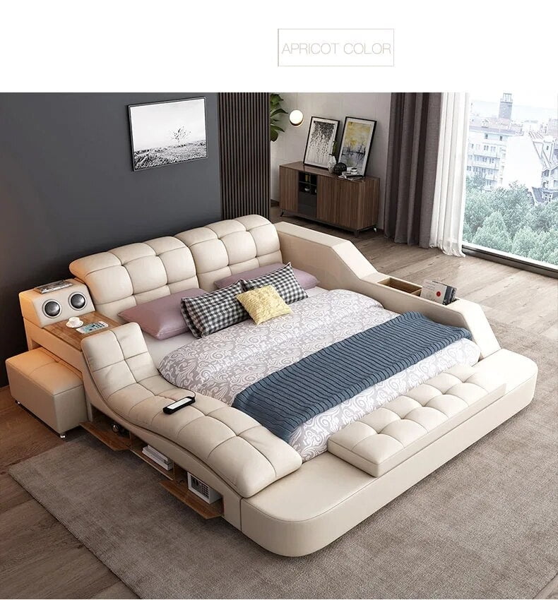 Leather Bed Frame Massage Home Bedroom Furniture Camas Lit Muebles De ...