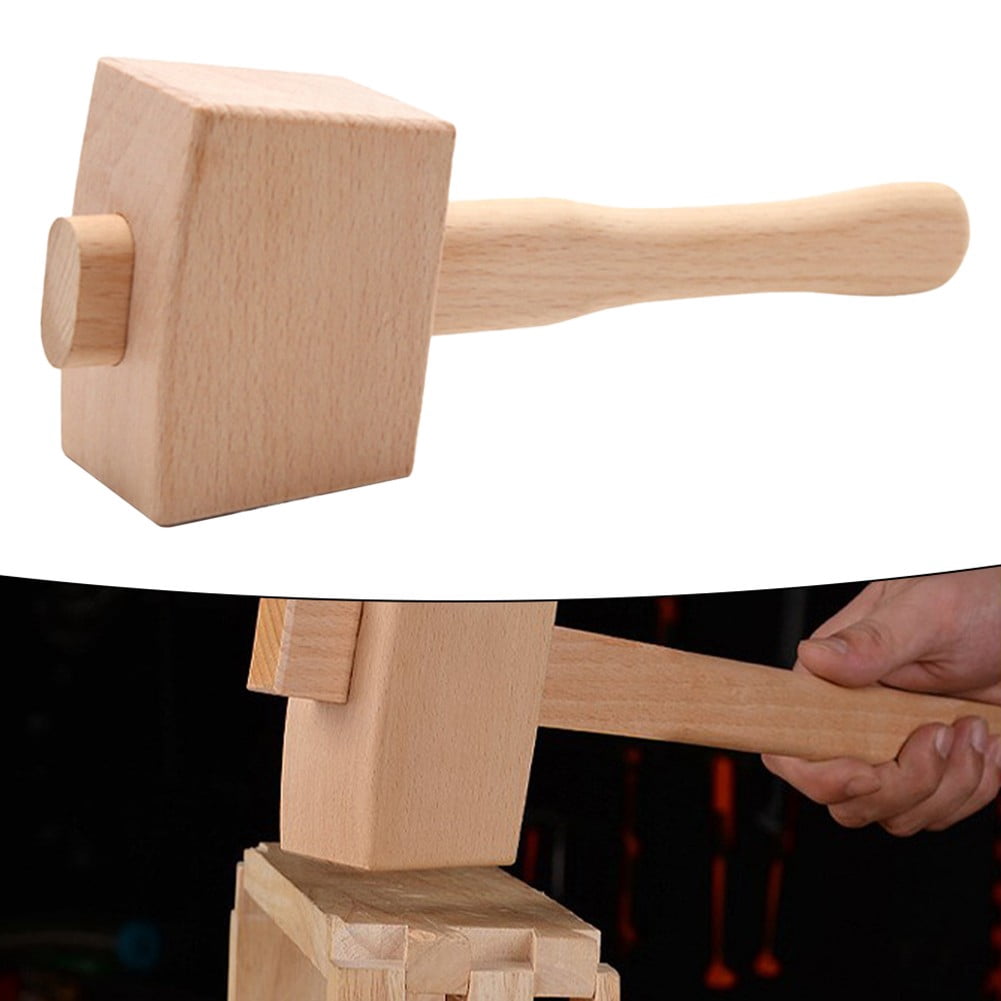 Leather Beech Solid Woodworking Mallet Woodworking Hammer Hand Operated ...