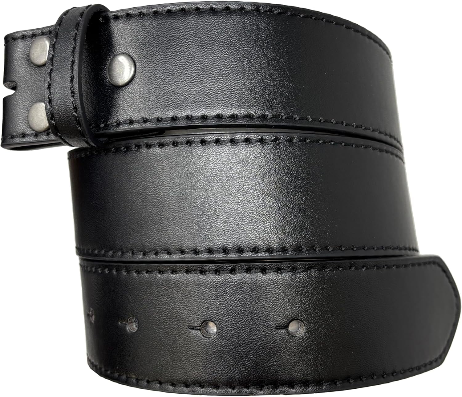 Leather Belt Strap with Smooth Grain Finish and Stitched Edge 1.5" Wide ...