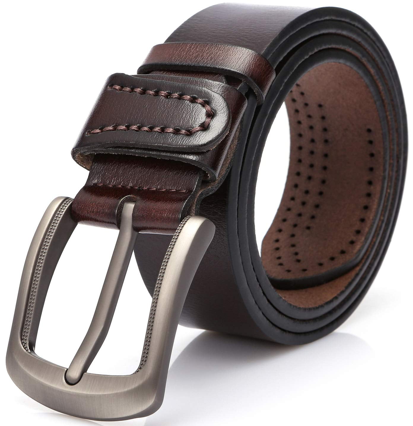 Leather Belts for Men 1.5" Black 42 44 Designer Genuine Leather Suits ...