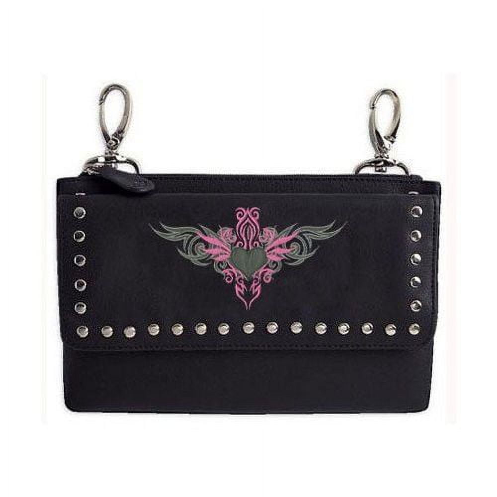 Leather Biker Hip Bag Purse, Embroidered Pink Tribal Design - Walmart.com