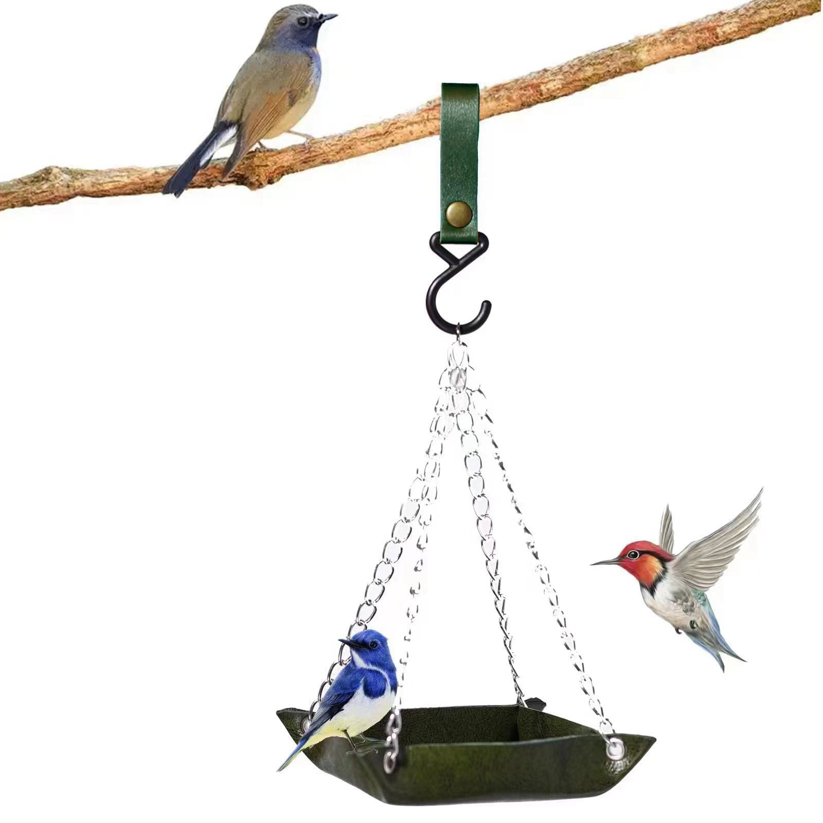 Leather Bird Feeder Feeder Hanging Bird Feeder For Outdoor Patio Metal ...