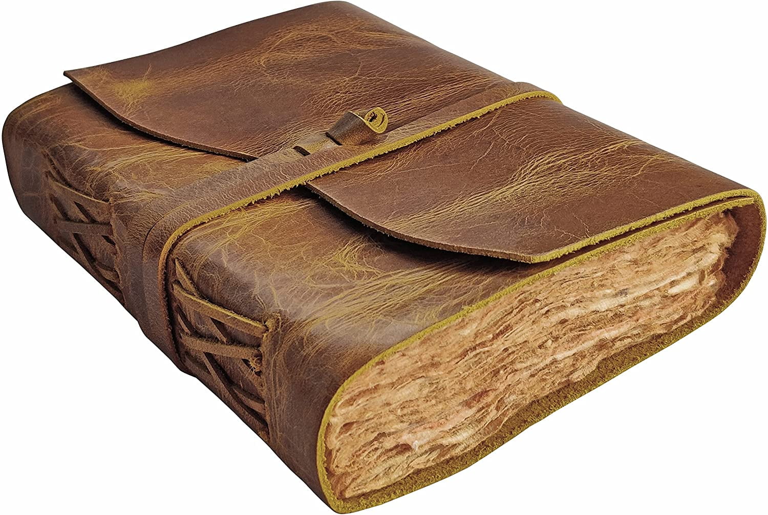 Rustic Town Leather Bound Journal - A5 Antique Deckle Edge Paper ...