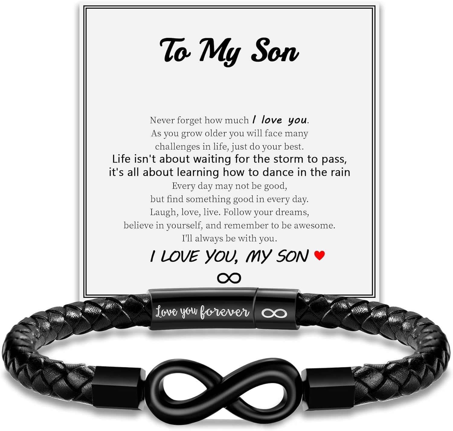Leather Bracelet for Men Gifts To My Son Bracelet from Mom Fathers Day ...