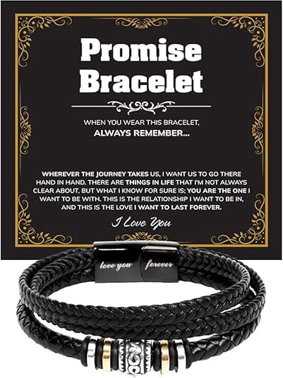 Leather Bracelet for Men, Love You Forever Engraved Bracelet, Promise ...