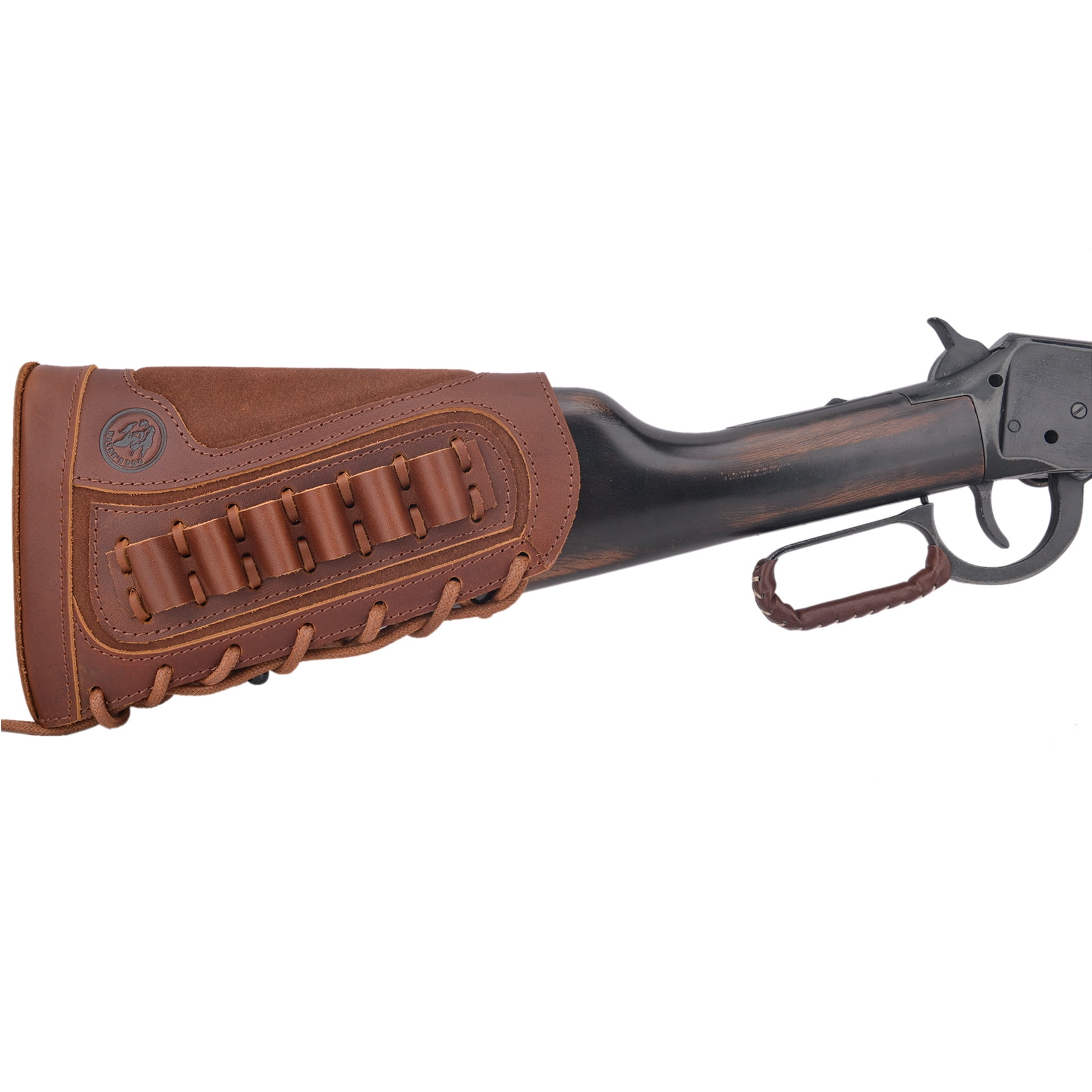 Leather Buttstock Cheek Rest with Rifle Shell Holder for .45-70 .308 ...