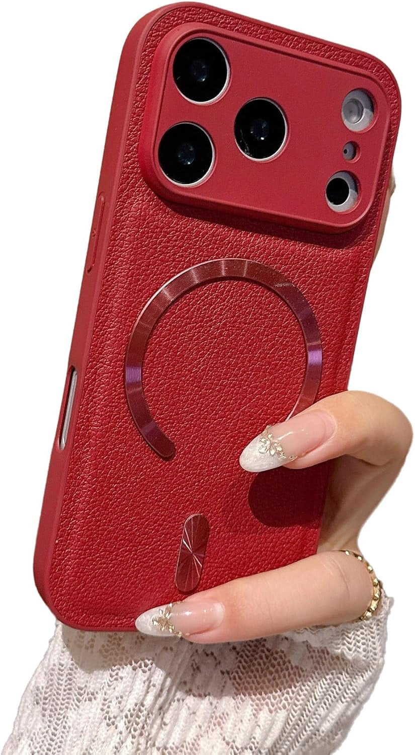 Leather Camera Protect Magnetic Phone Case for iPhone, Compatible with ...