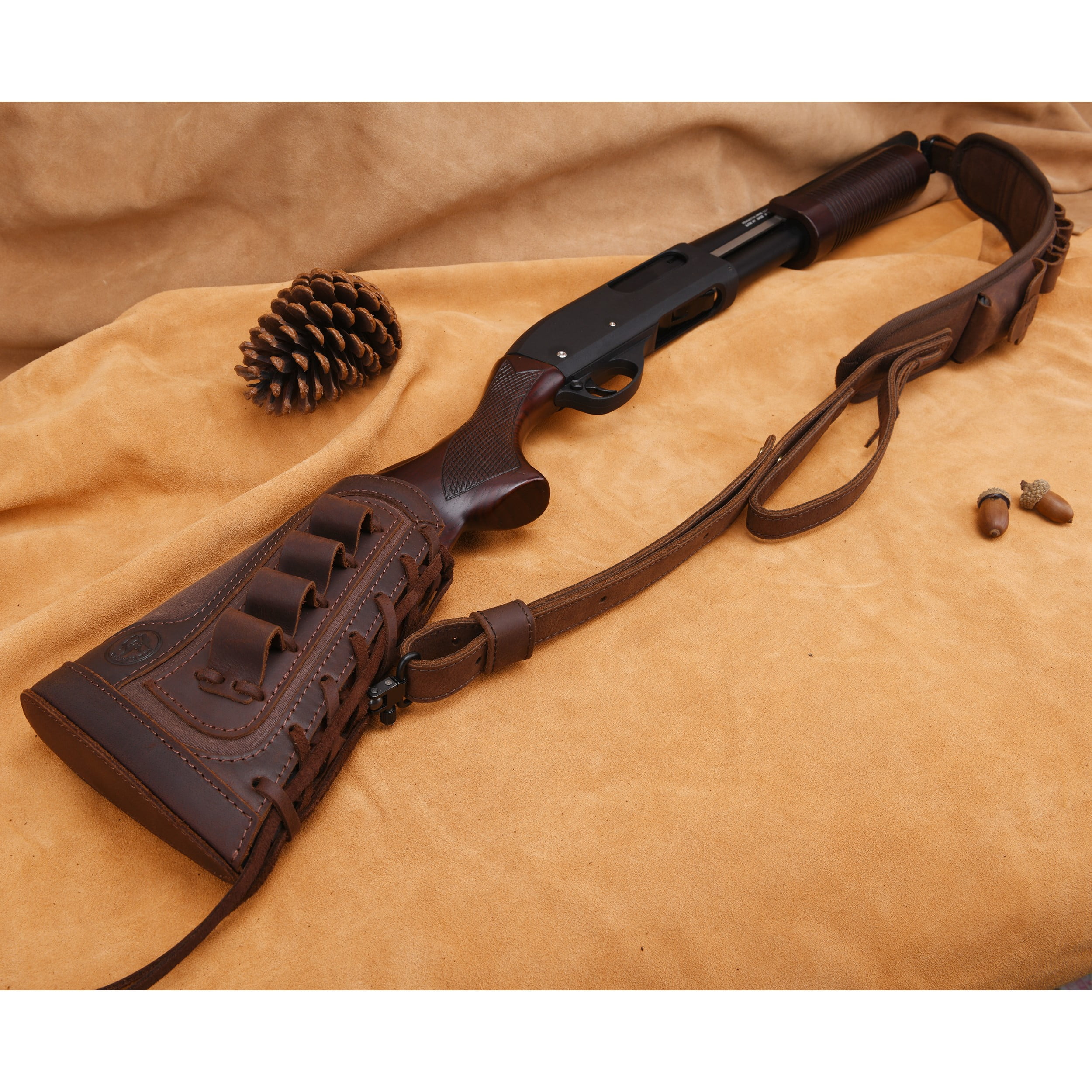 Leather Canvas Shotgun Buttstock Cover Protector and Shotgun Strap ...