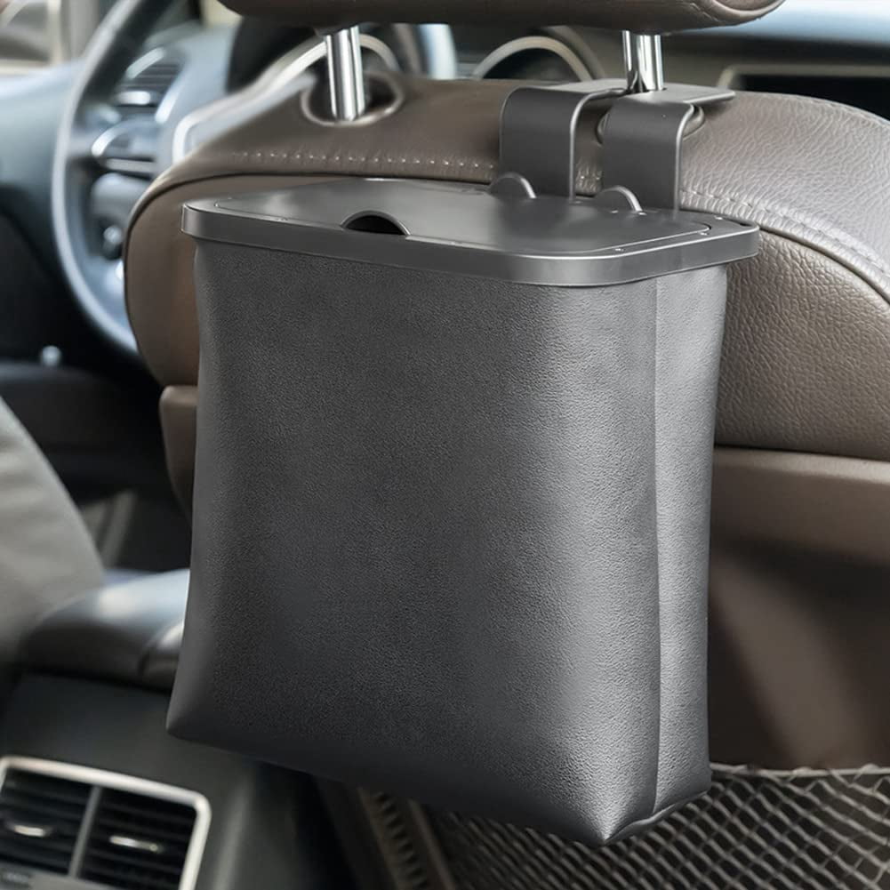 Leather Car Garbage, Foldable Large Capacity Auto Trashes Can ...