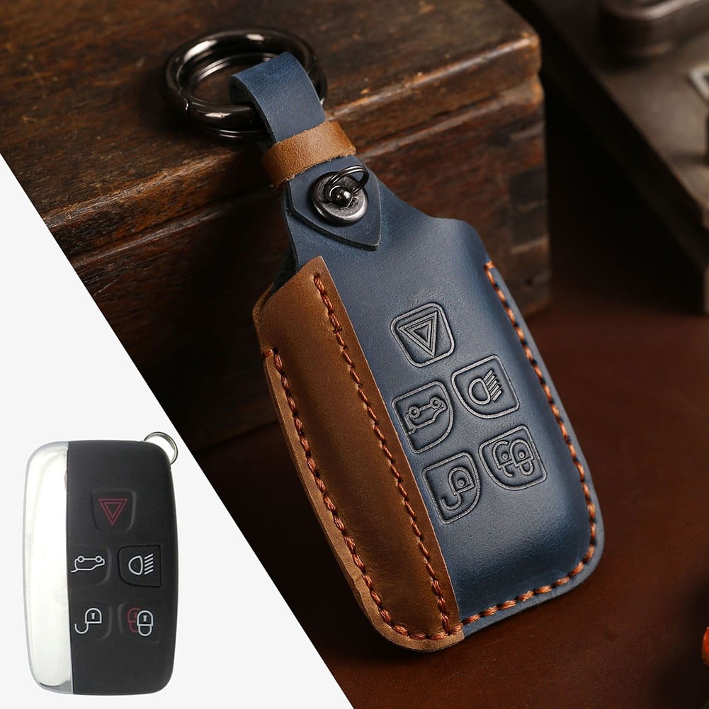 Leather Car Key Fob Case Cover Holder For Jaguar Xe Xf Xj F-Pace F-Type ...