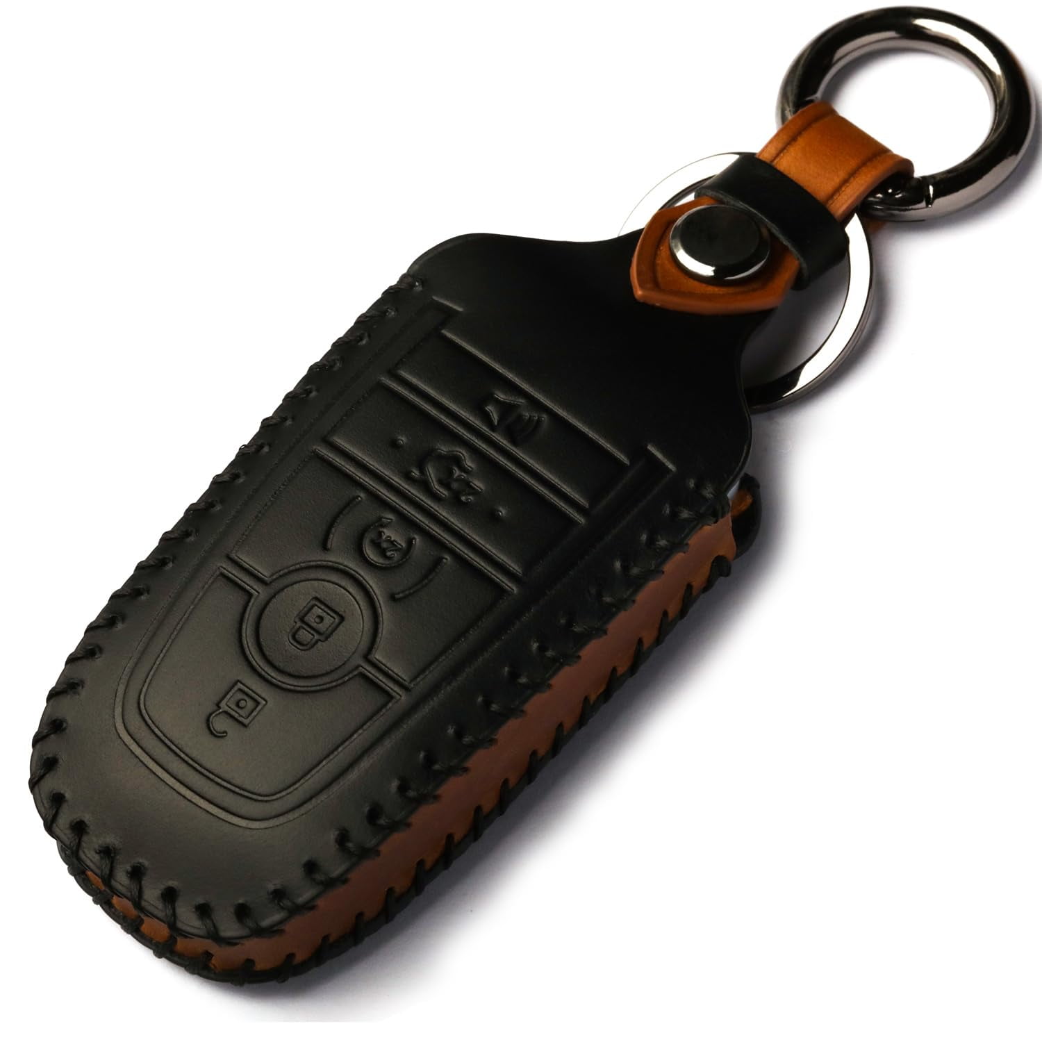 Leather Car Key Fob Cover Fit for Ford F-150 Mustang Remote Keyless ...