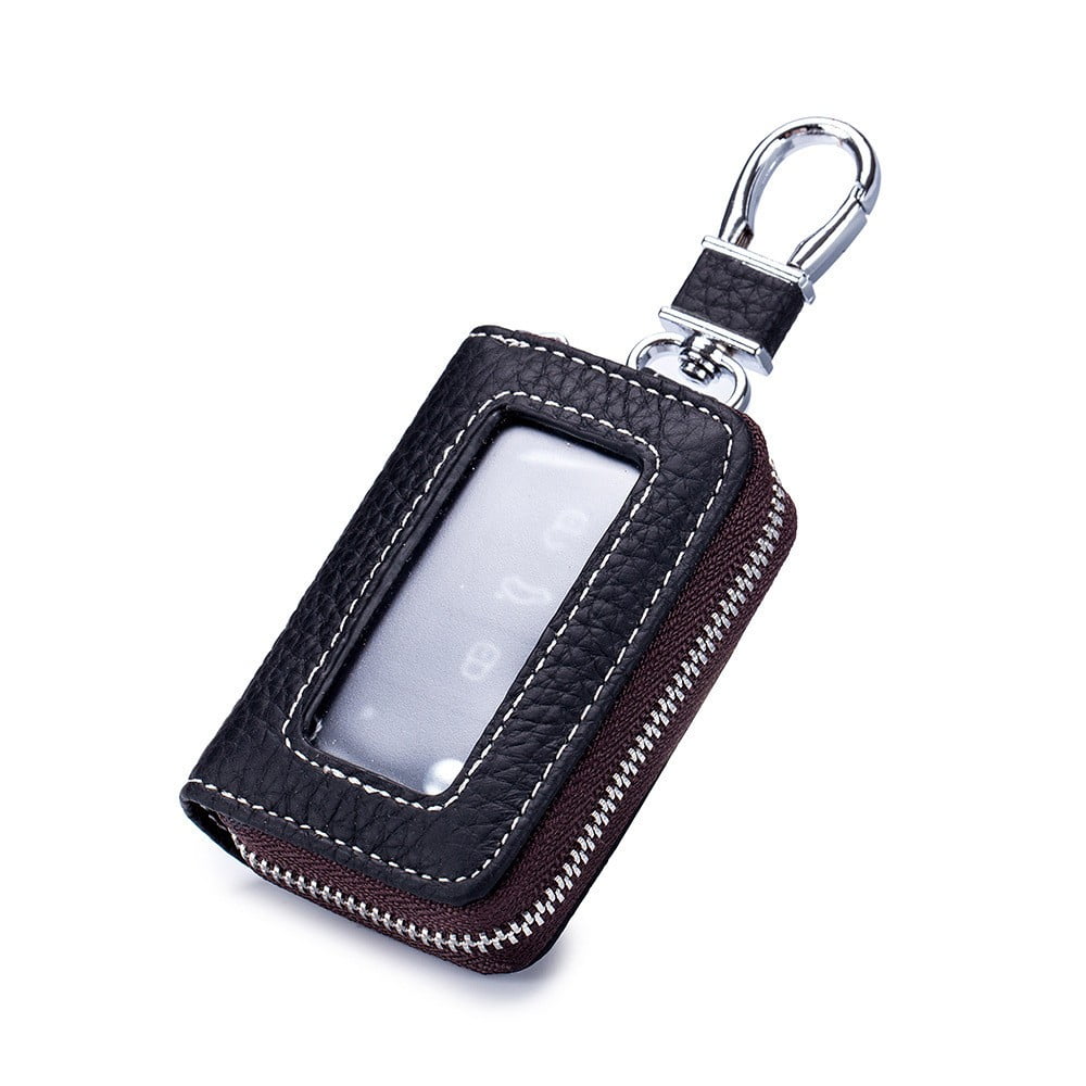 Leather Car Key Holder, Remote Fob Case, Protective Cover with Keychain ...