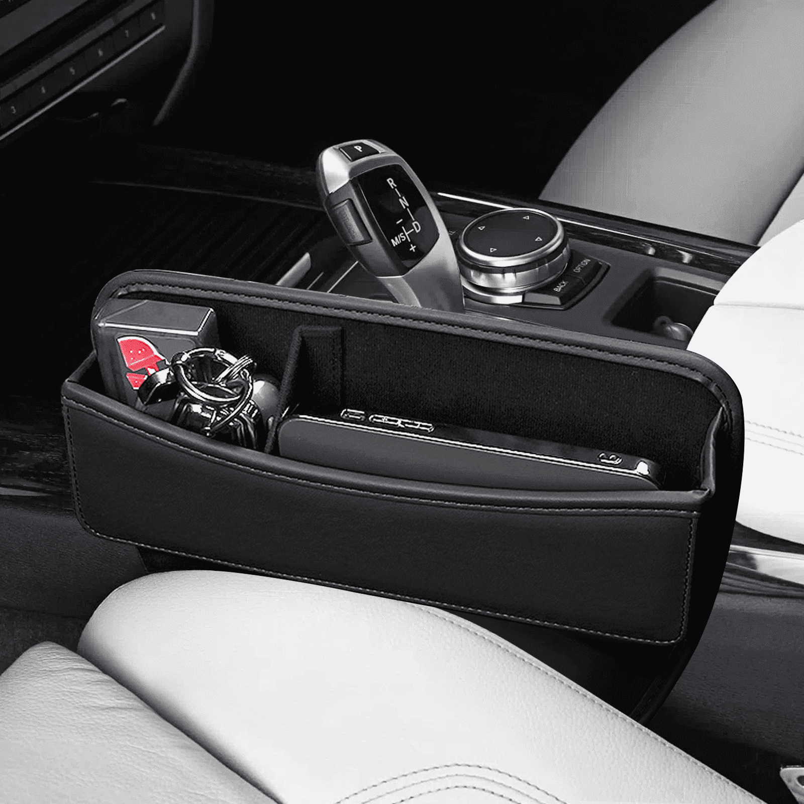 Leather Car Seat Gap Filler Organizer, Car Side Seat Storage Pocket ...