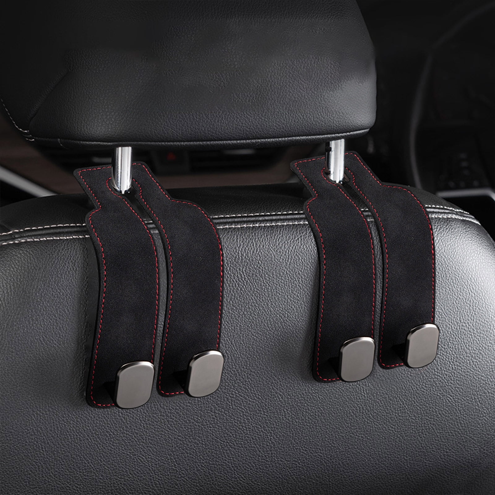 Leather Car Seat Headrest Hook Organizer | Double Hook for Bags, Purse ...