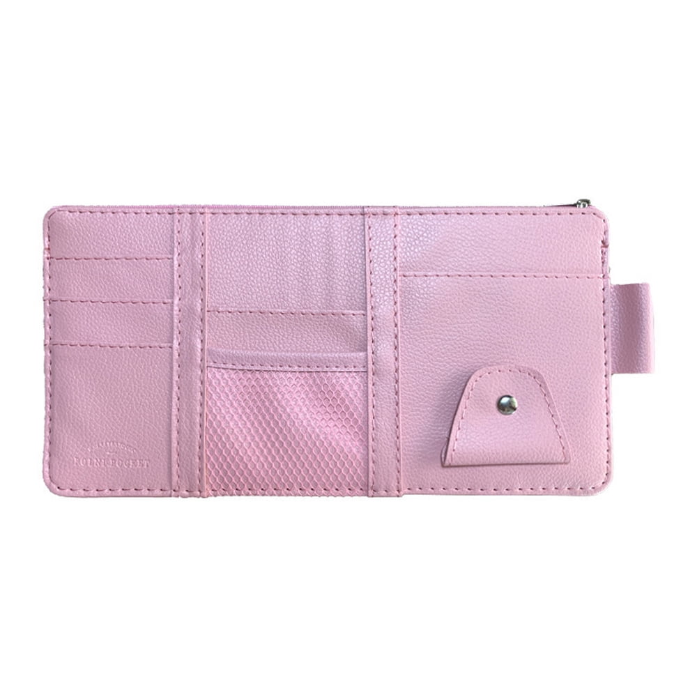 Leather Car Sunshade Wallet Car visor card clip zipper type business ...