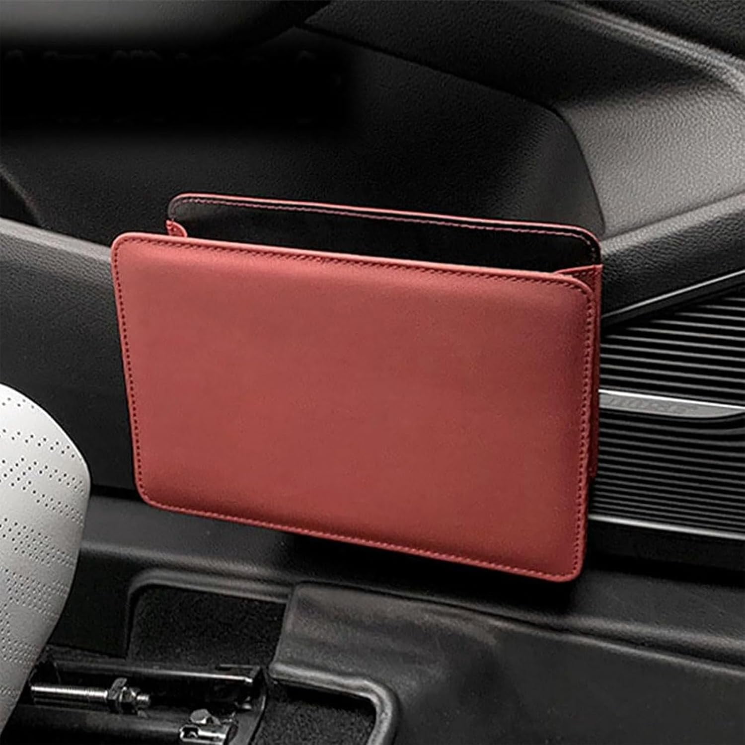 Leather Car Trash Can for , Leakproof Multi-Functionality Car Storage ...