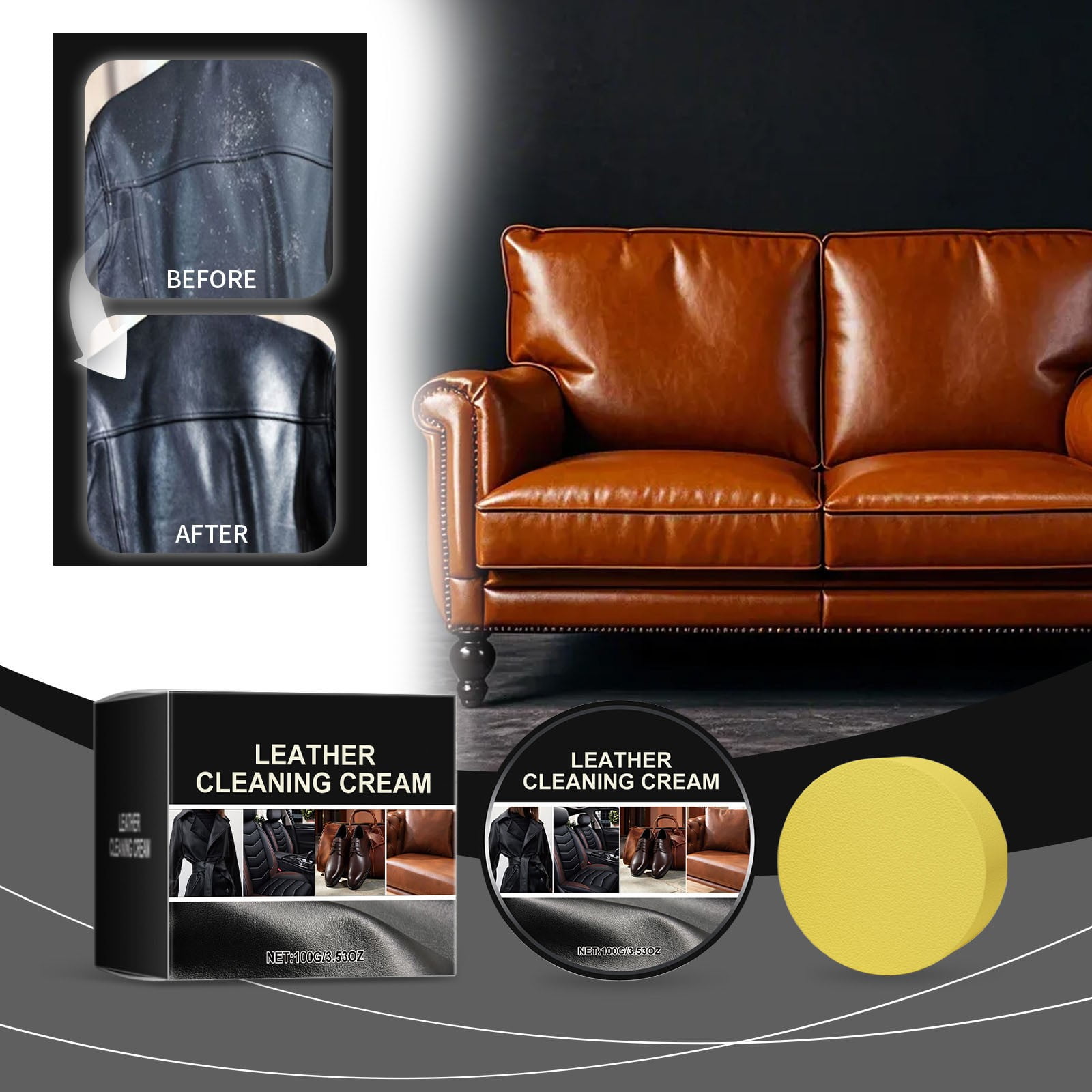 Leather Care Cream | Colourless Shoe Polish & Grease | With Sponge ...