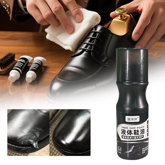 Leather Care Liquid Shoe Polish 100ml, Instant Shine With Sponge ...