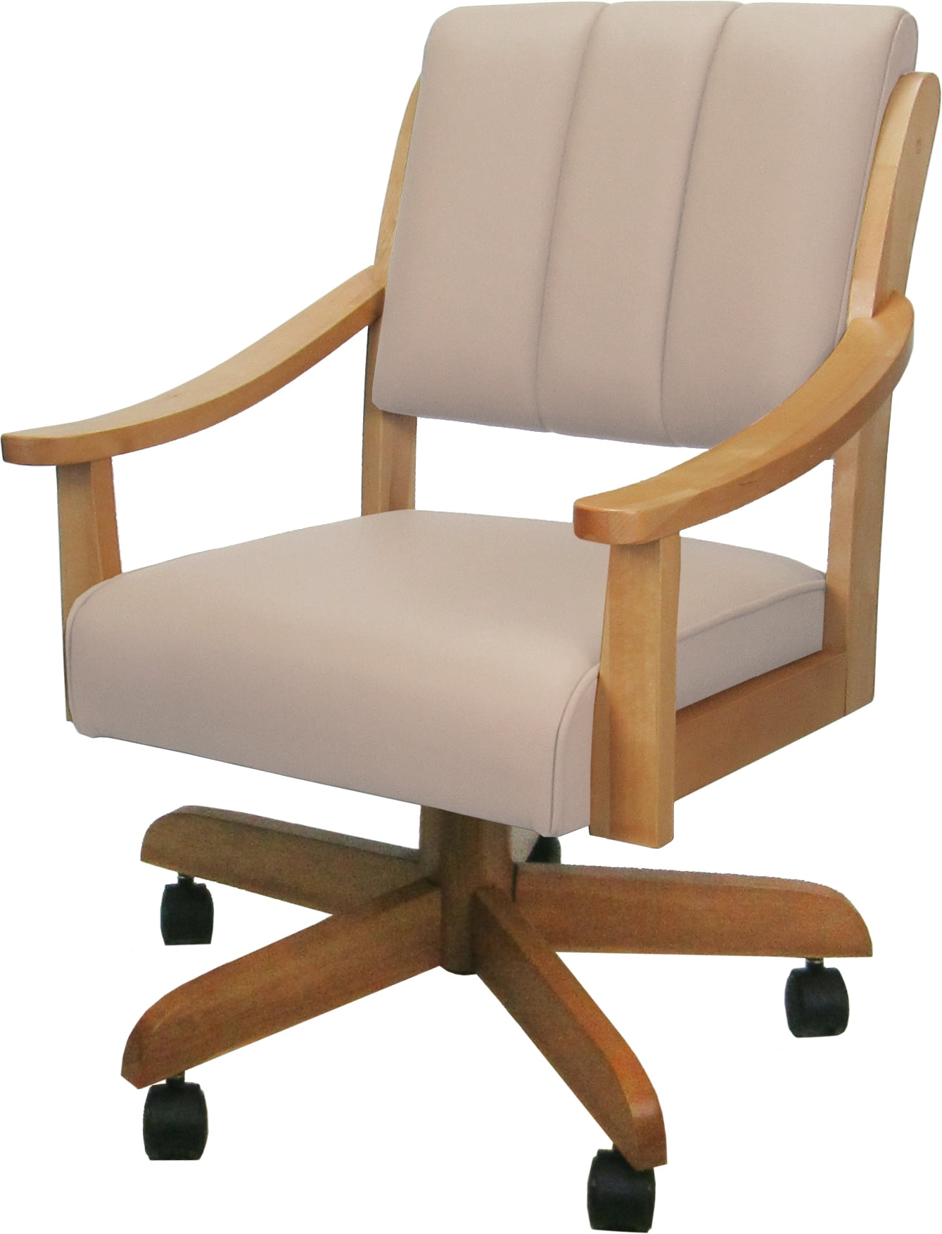 Leather Casa Caster Solid Wood Dining Chair - Tan on Honey - Walmart.com