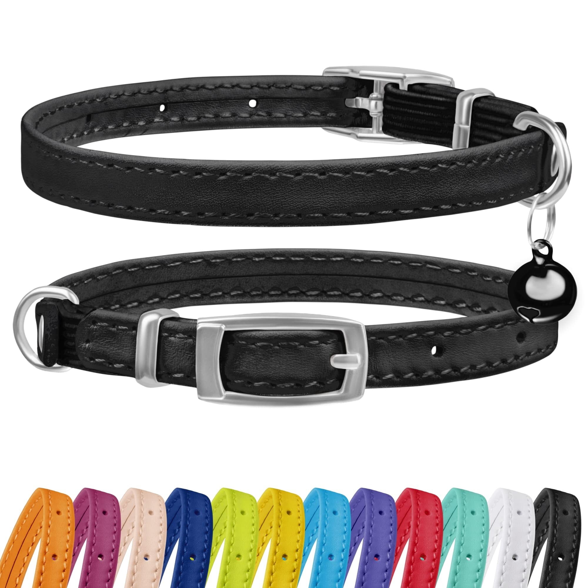 A Leather Cat Collar with Bell - Kitten Collar, Small and Big Cat ...