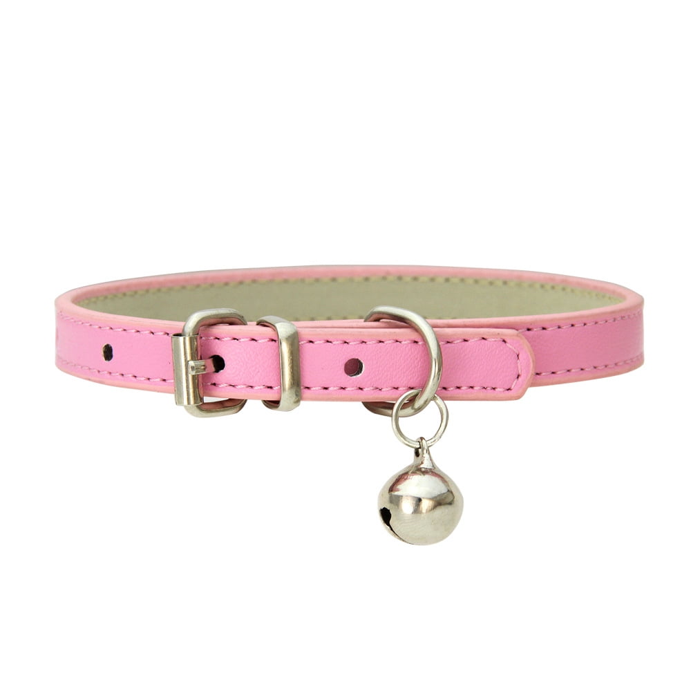 Leather Cat Collars with Bells Safety Adjustable Collar for Pet Kitten ...