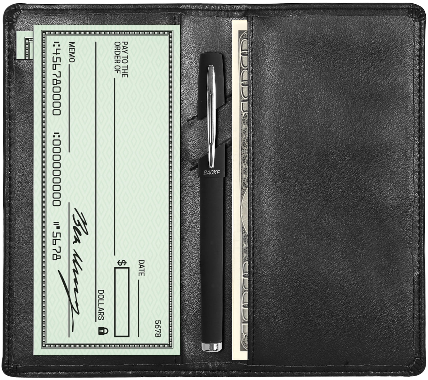 Leather Checkbook Cover for Men and Women, RFID Blocking Check Book ...