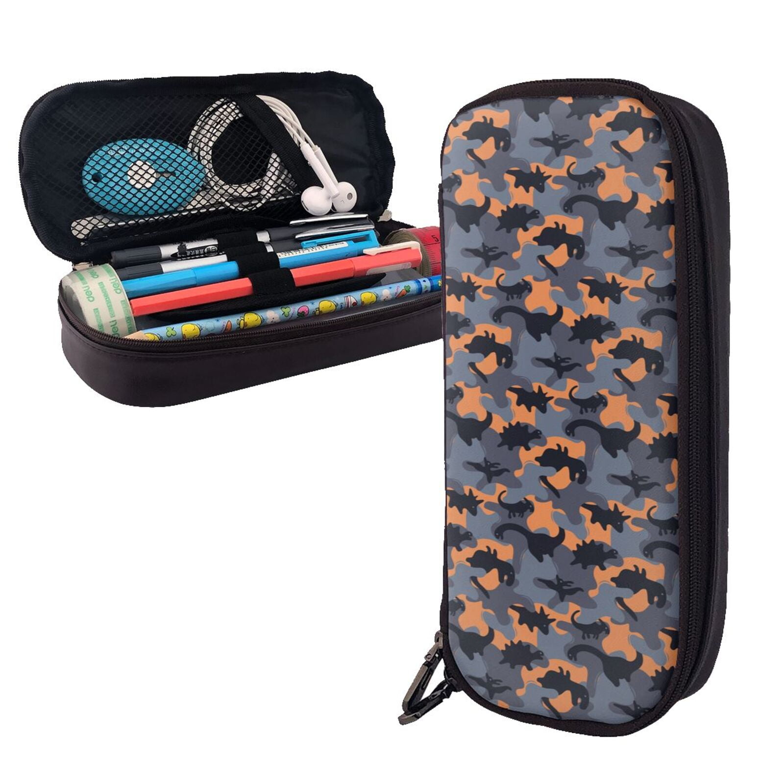 Leather Clamshell Pencil Case 8 X 3.5 X 1.5in Pencil Case Small Kit ...