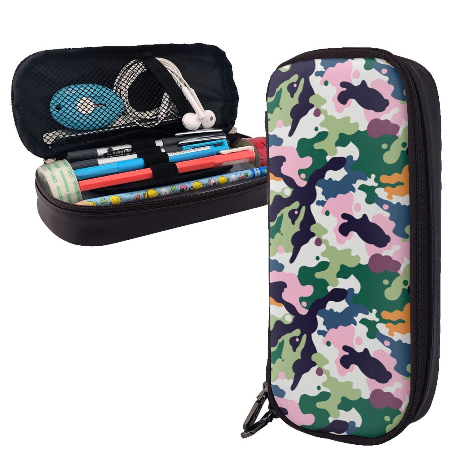 Leather Clamshell Pencil Case 8 X 3.5 X 1.5in Pencil Case Small Kit ...