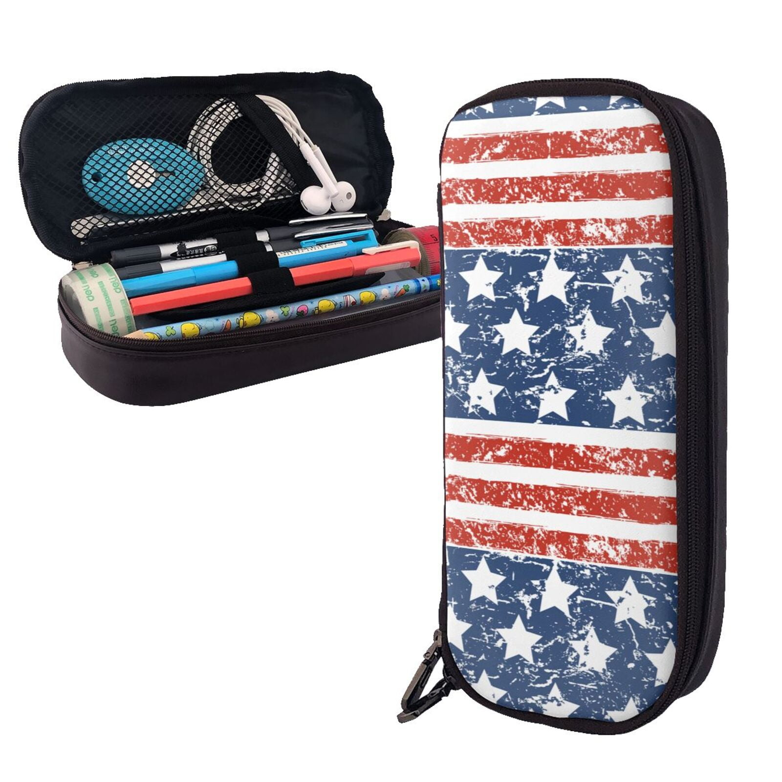 Leather Clamshell Pencil Case 8 X 3.5 X 1.5in Pencil Case Small Kit ...