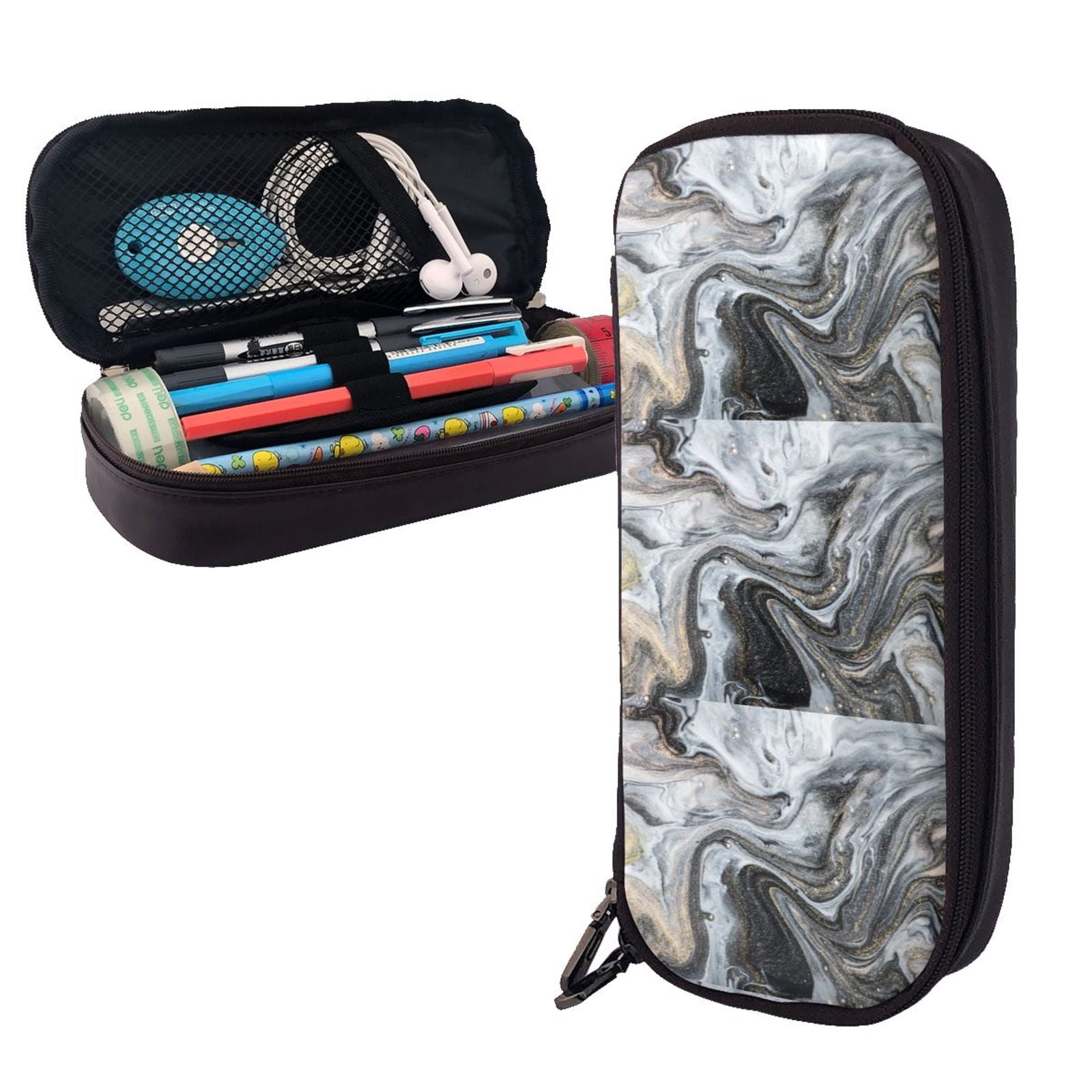 Leather Clamshell Pencil Case 8 X 3.5 X 1.5in Pencil Case Small Kit ...