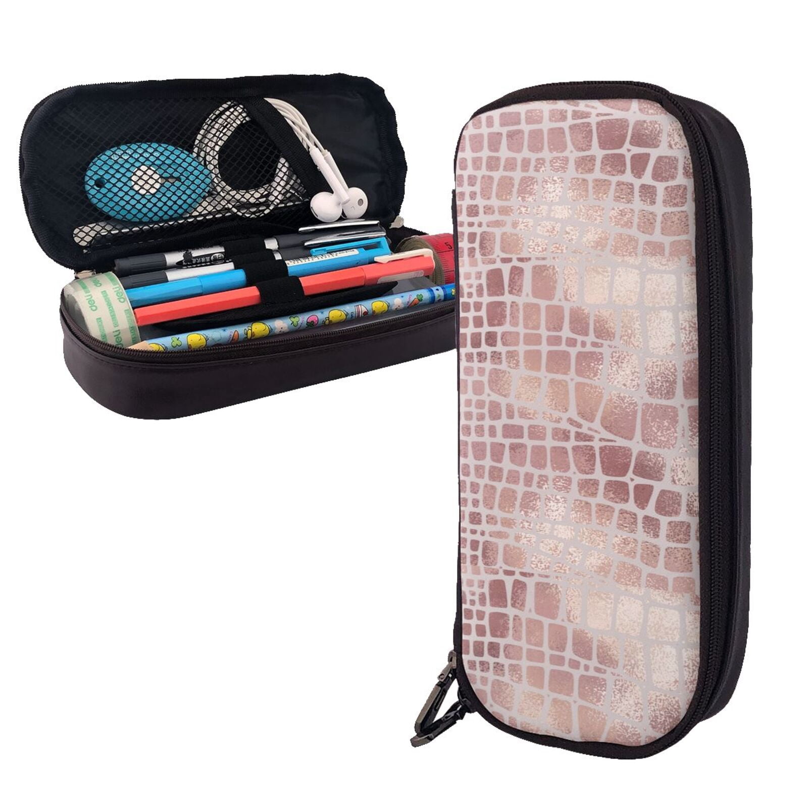 Leather Clamshell Pencil Case 8 X 3.5 X 1.5in Pencil Case Small Kit ...
