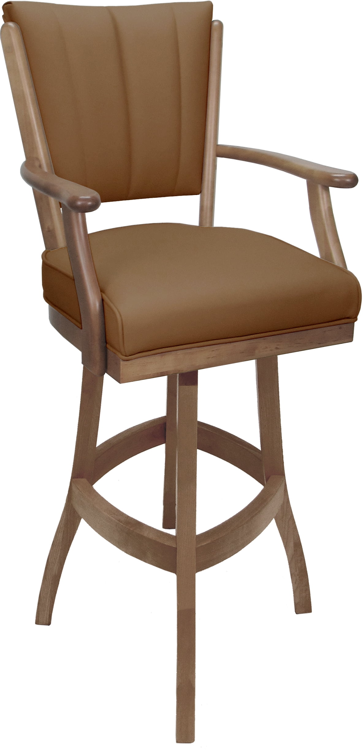 Leather Classic Counter Solid Wood Bar Stool 26" Seat - Brown on Cashew ...
