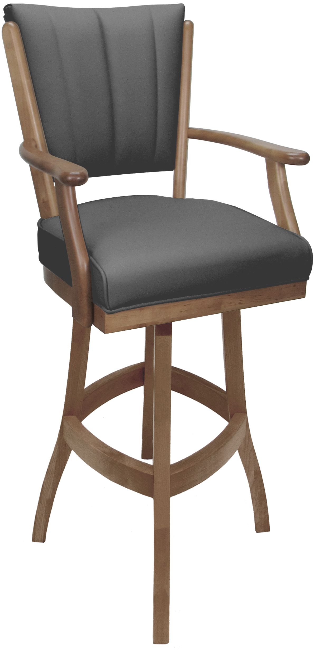 Leather Classic Solid Wood Bar Stool 30" Seat - Gray on Cashew ...