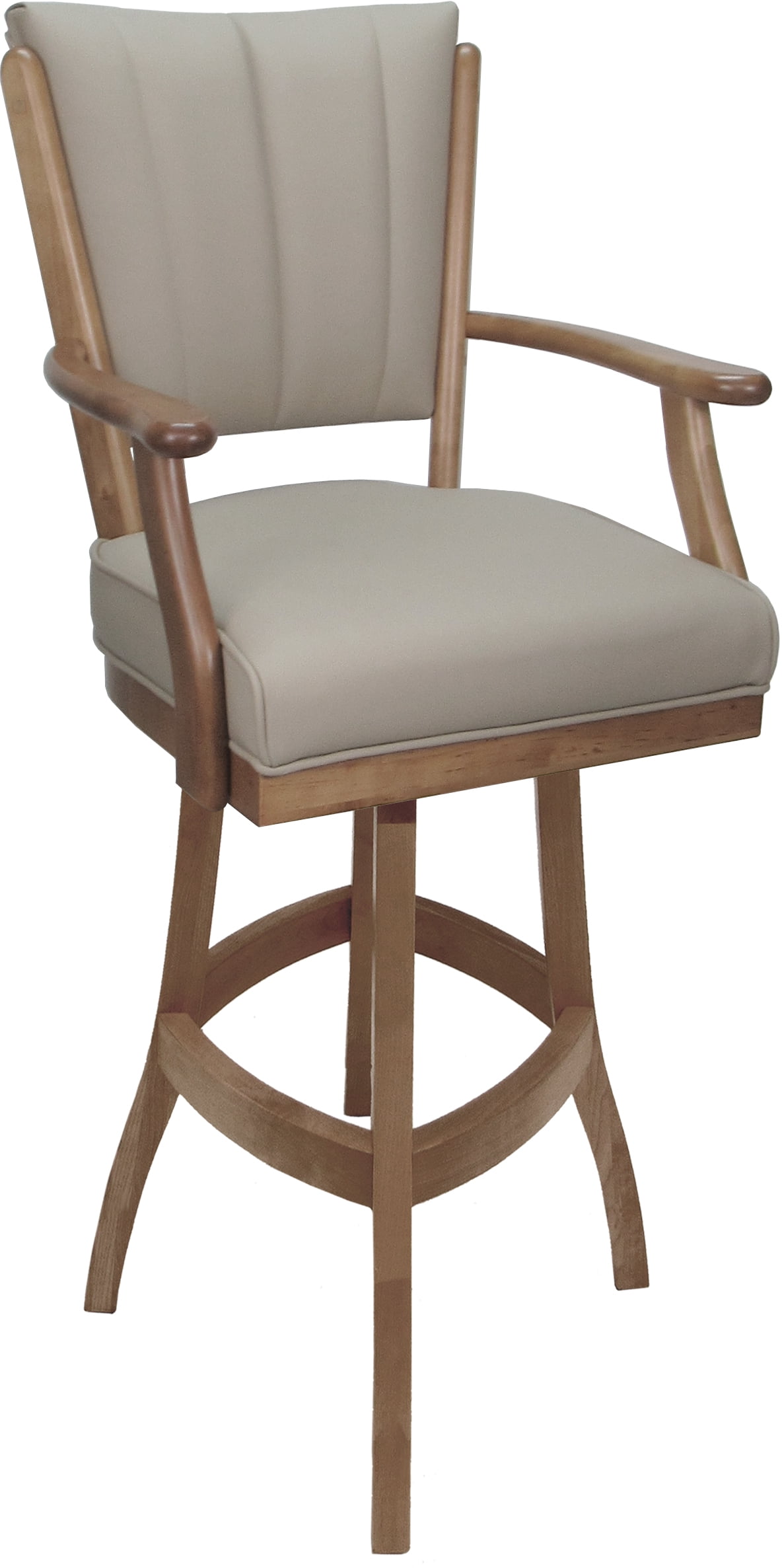 Leather Classic Solid Wood Bar Stool 30" Seat - Tan on Cashew - Walmart.com