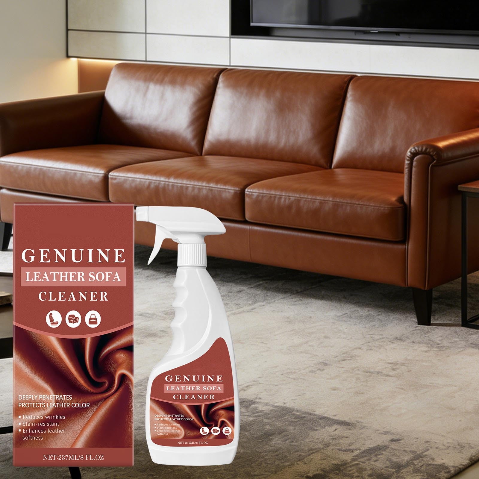 Leather Cleaner 237ml | Sofa, Car Interior & Bag Stain Remover pH ...