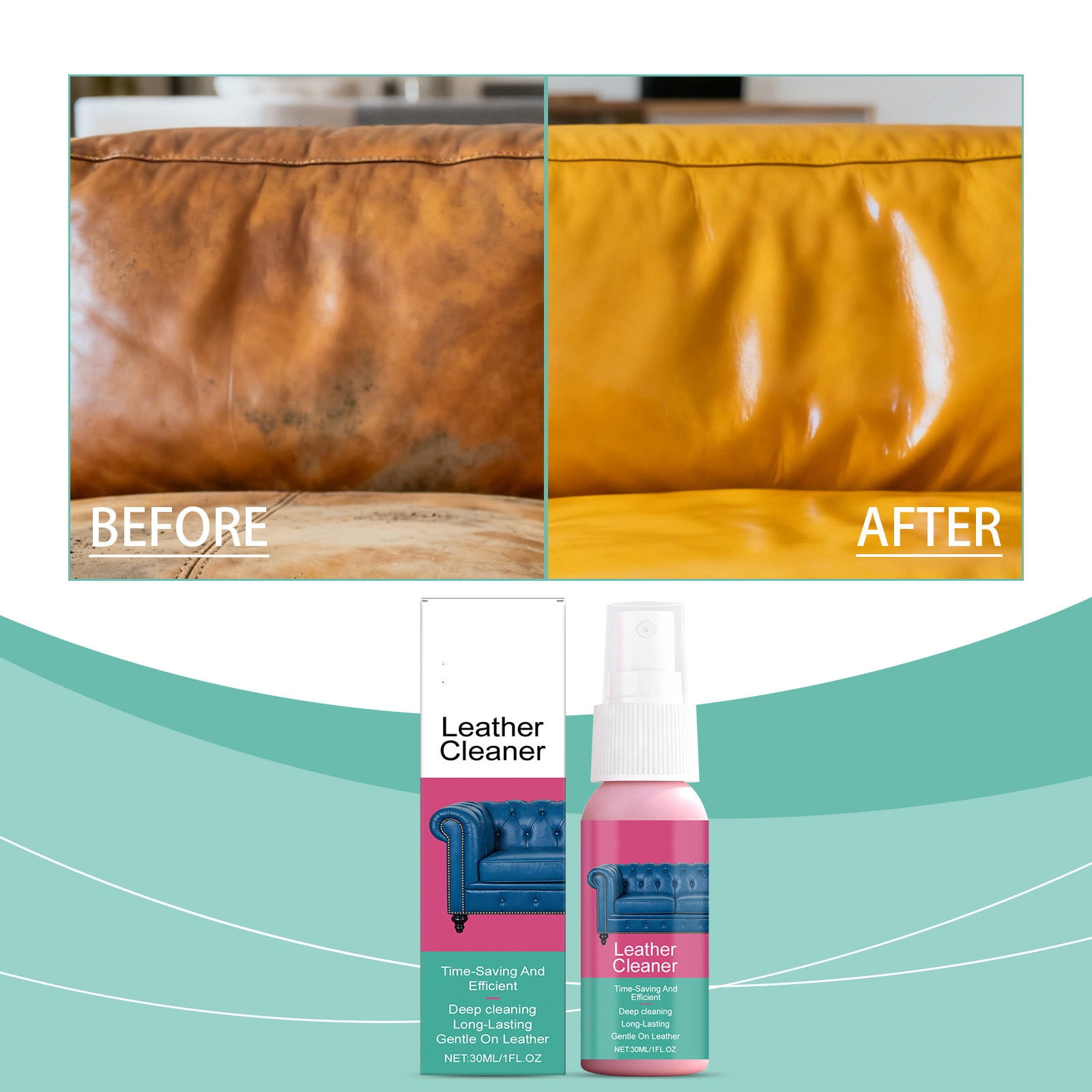 Leather Cleaner Spray | High-Efficiency Cleaning for Leather, Synthetic Surfaces | Removes Oil ...