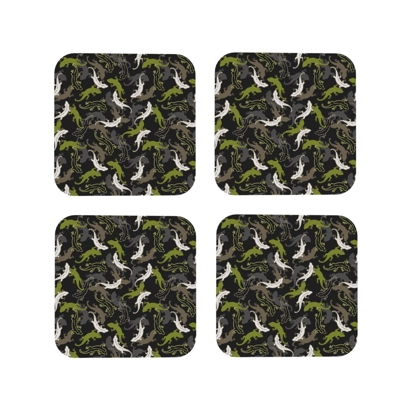 Leather Coasters with Heat-resistant for Drinks, Cartoon Cute Lizard ...