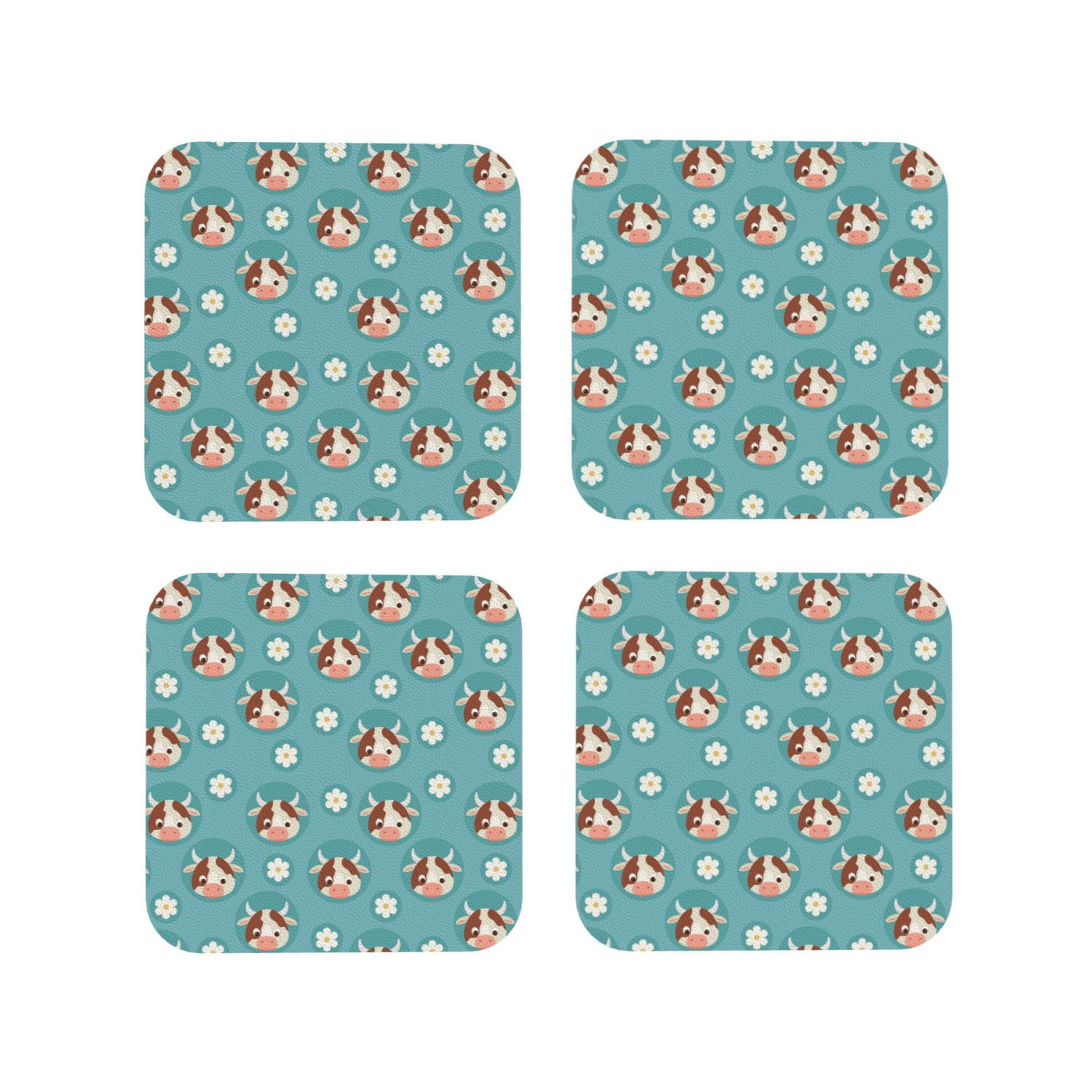 Leather Coasters with Heat-resistant for Drinks, Classic Cartoon Cute ...