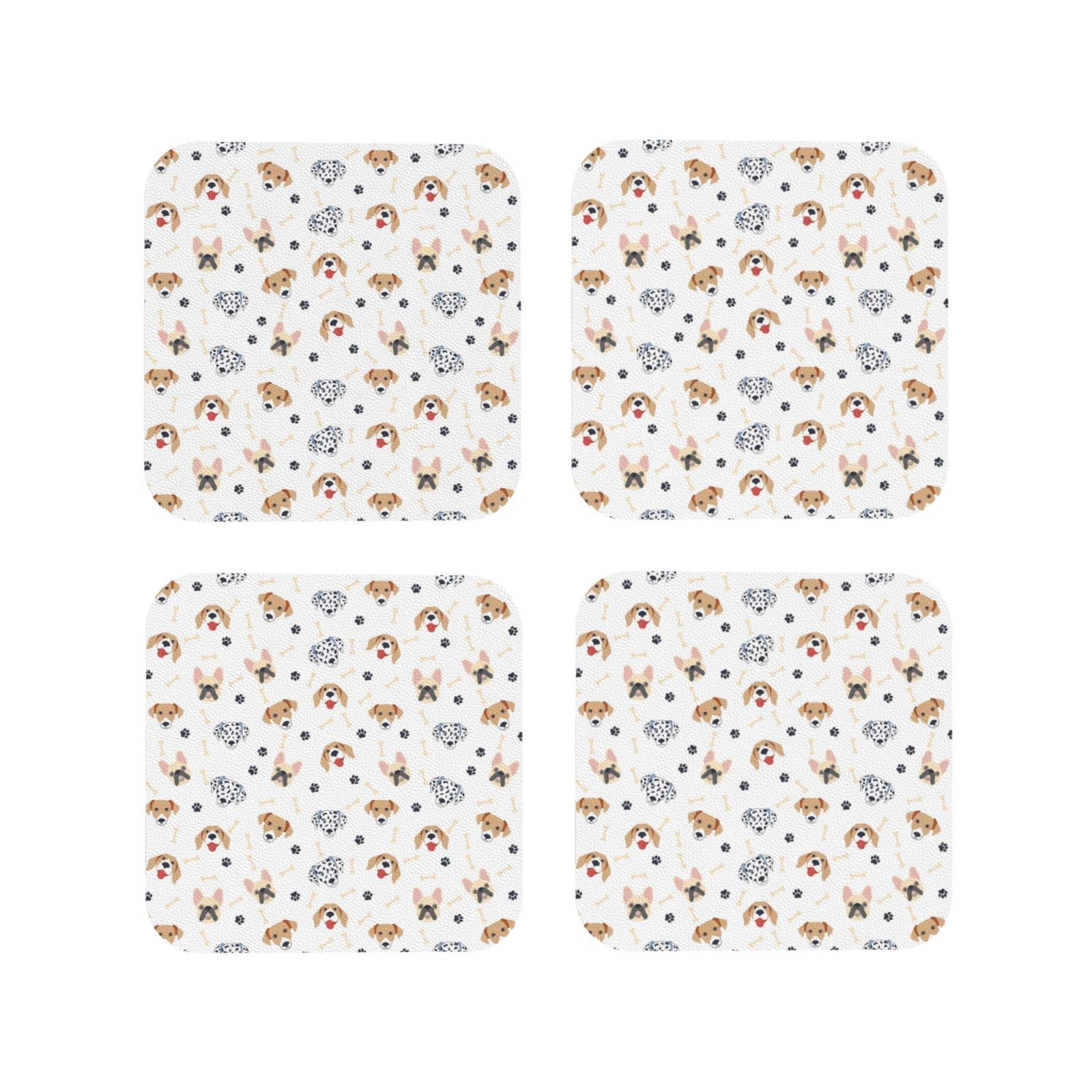 Leather Coasters with Heat-resistant for Drinks, Cute Dog Bone ...