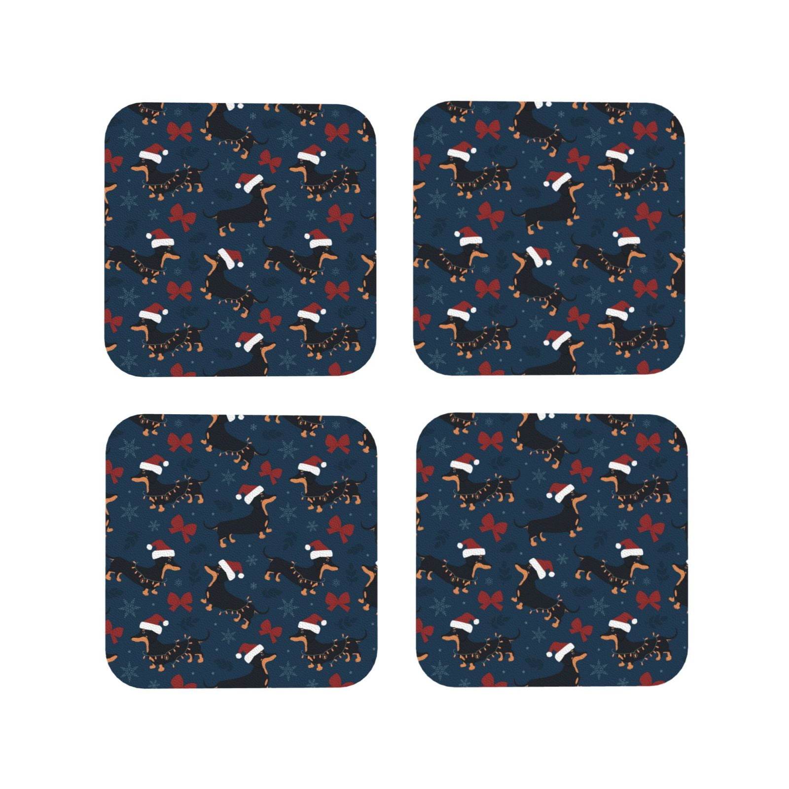 Leather Coasters with Heat-resistant for Drinks, Dachshund Dog Puppy ...