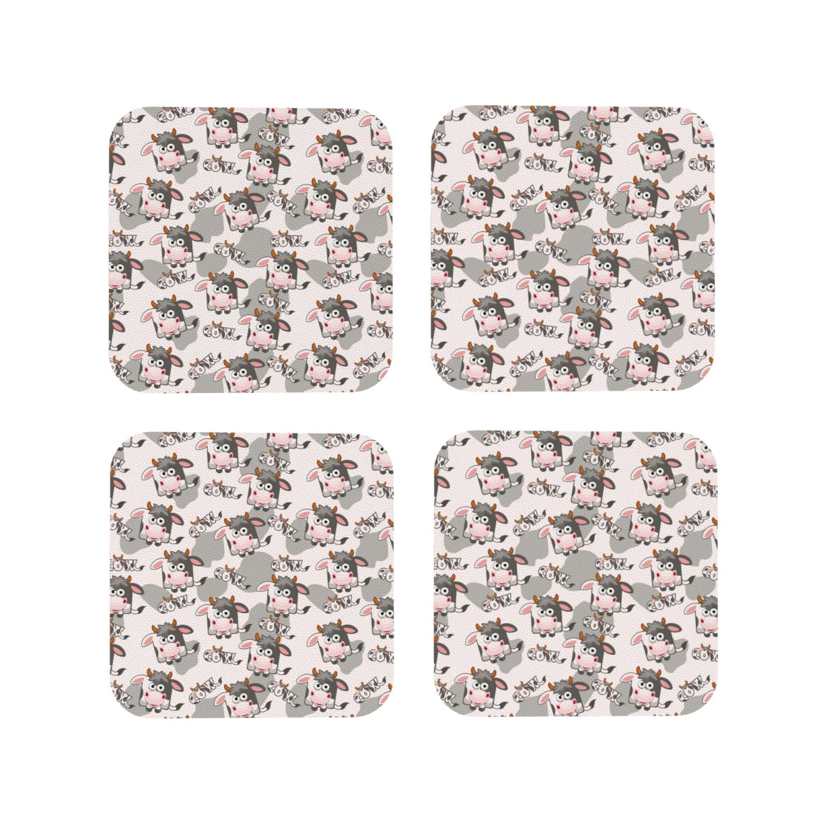 Leather Coasters with Heat-resistant for Drinks, Funny Cute Cartoon ...