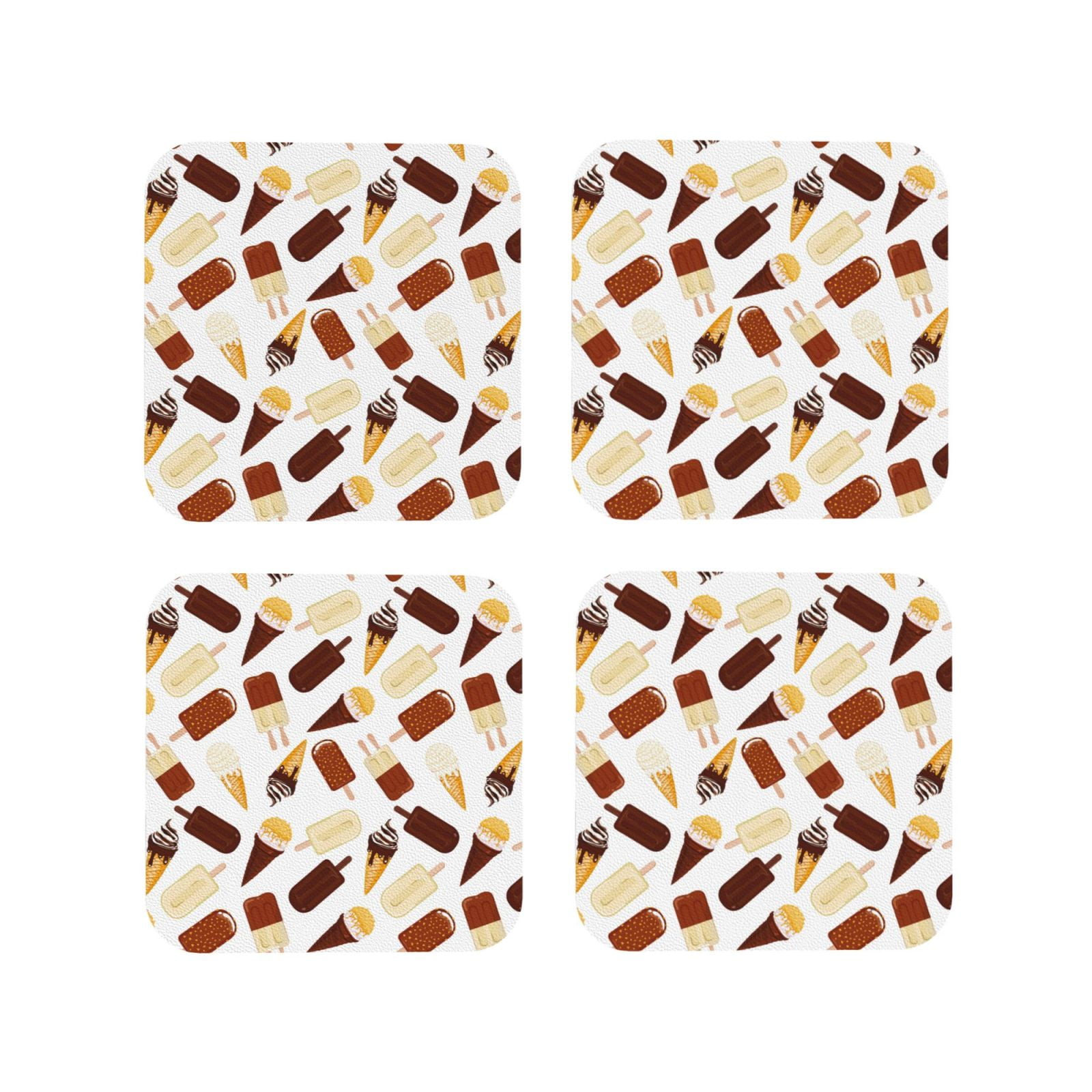 Leather Coasters with Heat-resistant for Drinks, Ice Cream Popsicle Cup ...