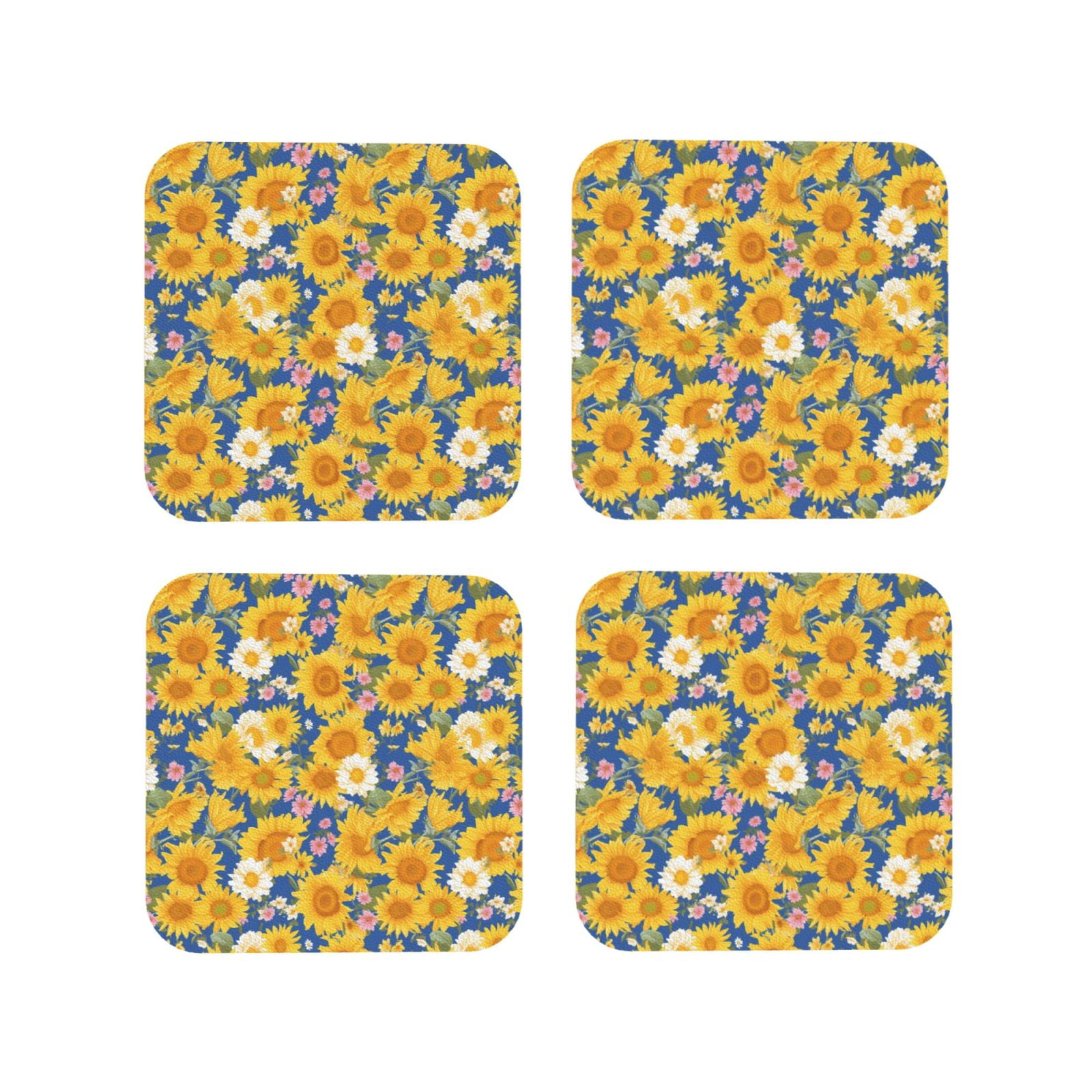 Leather Coasters with Heat-resistant for Drinks, Vintage White Yellow ...