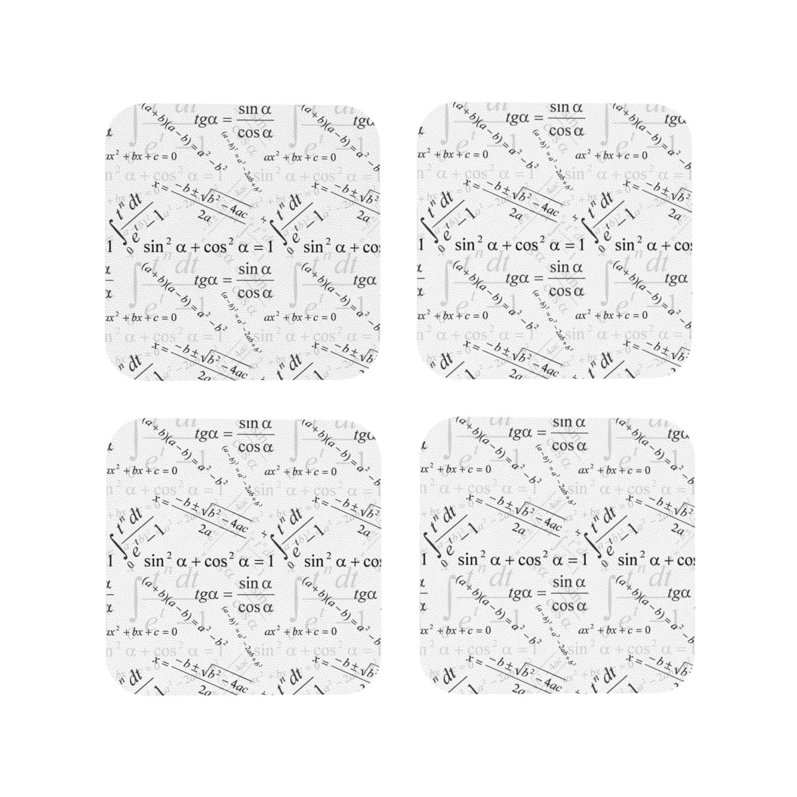 Leather Coasters with Heat-resistant for Drinks, formula Math design ...