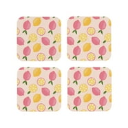 Wattne Round Wooden Coasters, Set of 6 with Holder, Beech Wood Groove ...