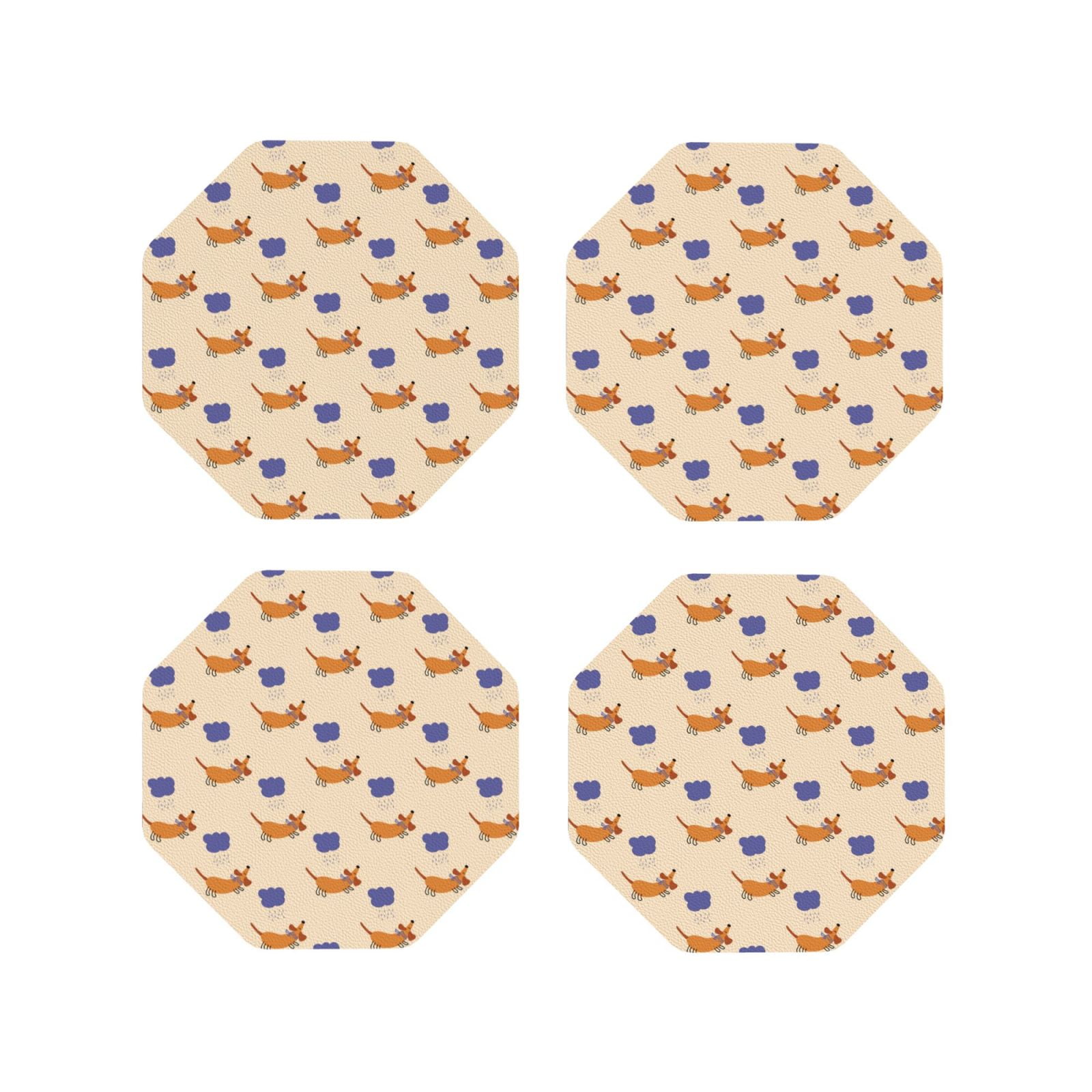 Leather Coasters Set of 4 - Dachshund Dog Puppy Clouds Lightweight ...