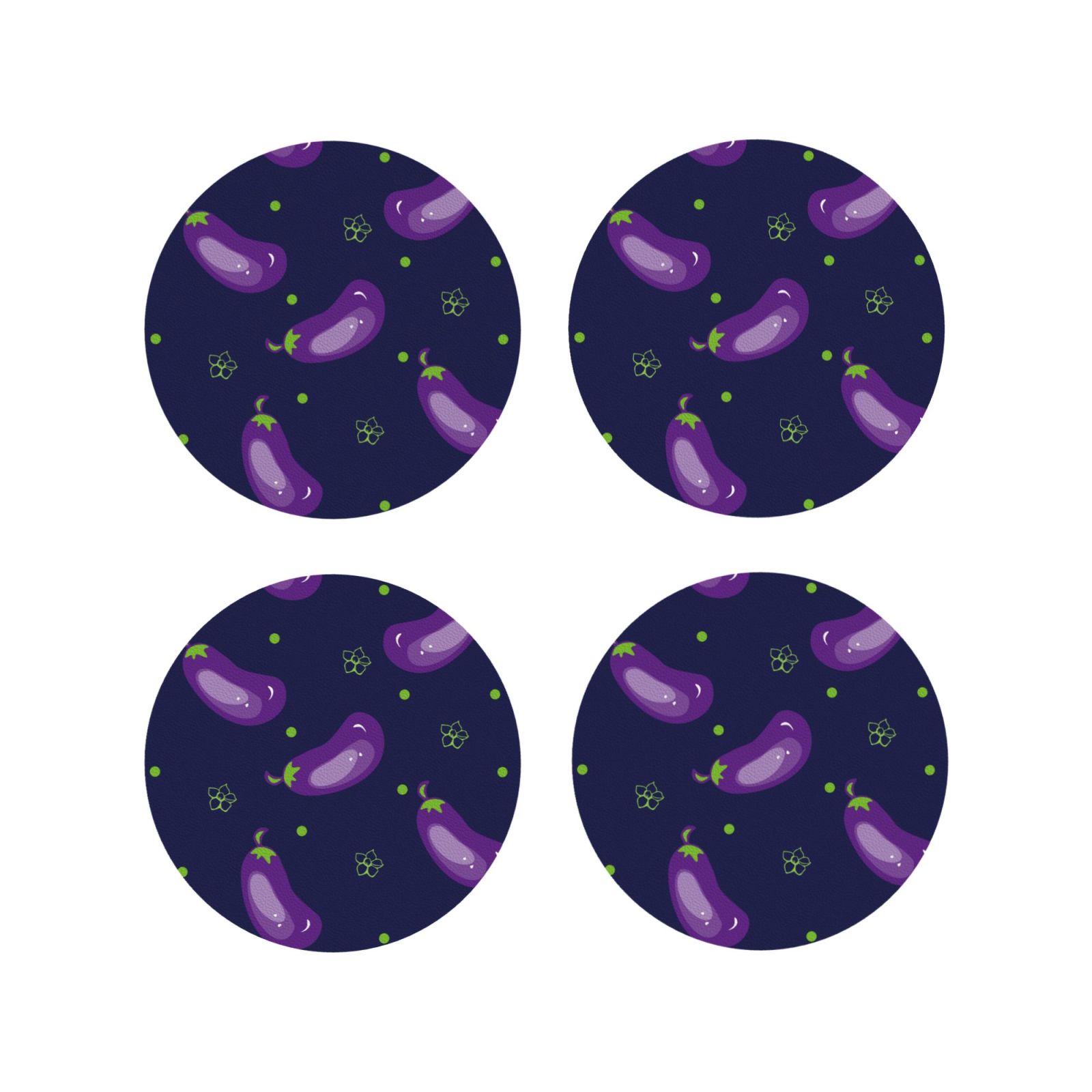 Leather Coasters Set of 4 - Eggplant Lightweight Non-Slip Drink ...