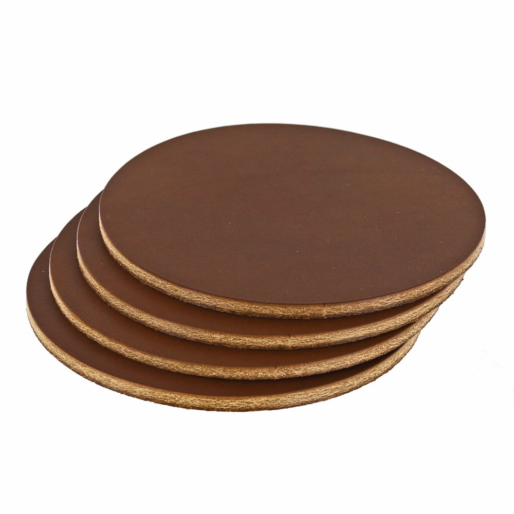 Leather Coasters, Wickett & Craig English Bridle, Circle, Medium Brown ...