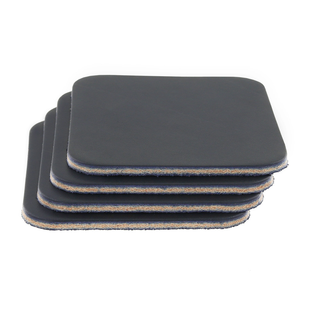 Leather Coasters, Wickett & Craig English Bridle, Square, Navy (4pc set ...