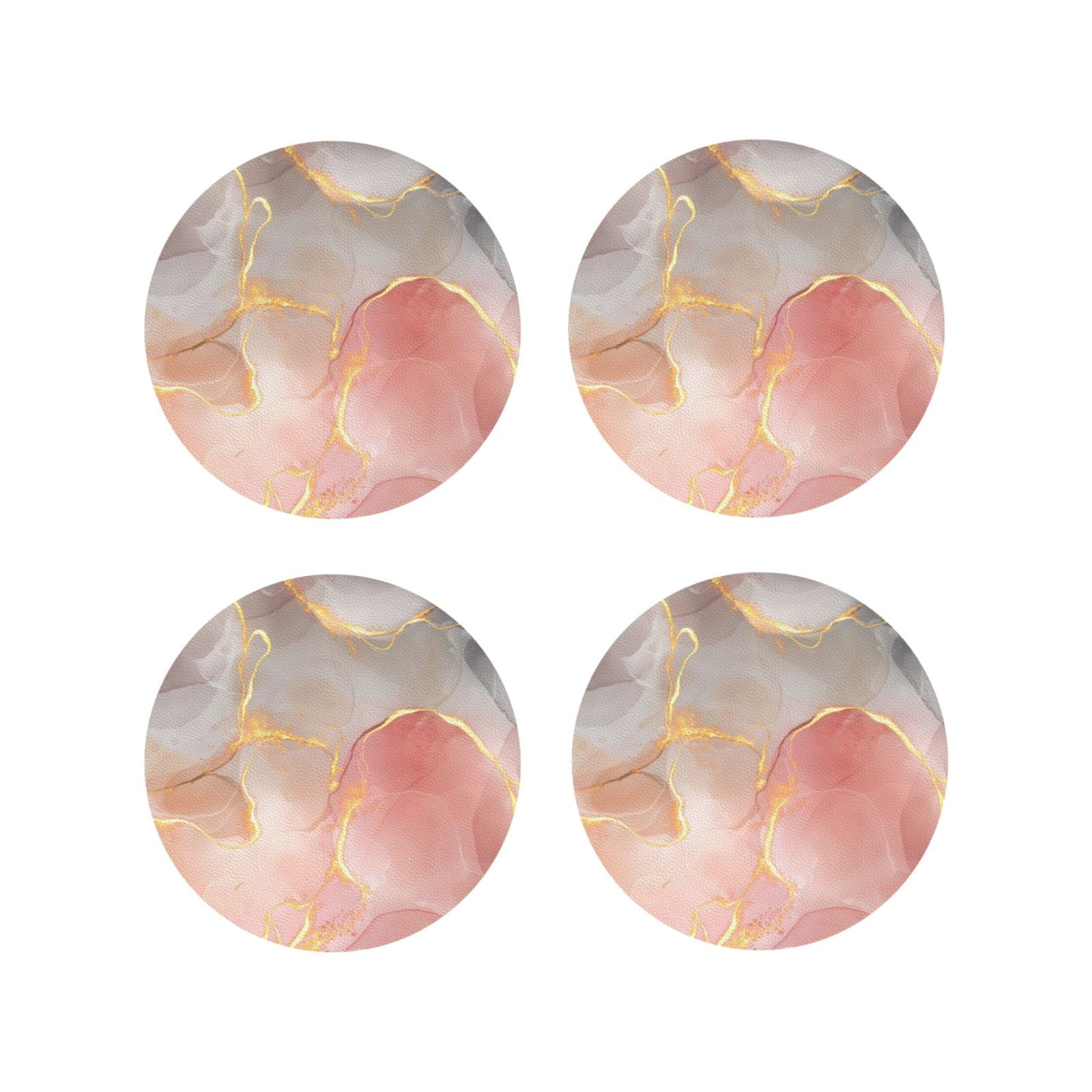 Leather Coasters of 4, Abstract Marble Texture Drink Coasters Foe ...